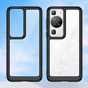 DFTCVBN Phone Case for Huawei P60 Case, P60 Pro MNA-LX9 LNA-LX9 Case with HD Screen Protector, Soft Bumper with Clear Crystal PC Hard Back Shockproof Cover Cases for Huawei P60 Pro Black