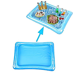 6 Pack Inflatable Ice Serving Bar, Salad Ice Tray Food Drink Containers BBQ Picnic Ice Food Drinks Buffet Server Tray for Indoor Outdoor Party