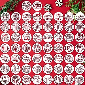 3inch Christmas Stencils for Painting on Wood Slice,58pcs Small Christmas Stencil Xmas Holiday Templates for Christmas Tree Cookie Tiered Tray Coffee Latte Gift Tags Decor