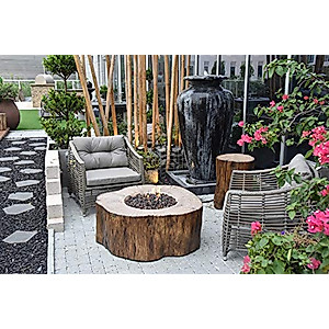 Elementi Manchester Outdoor Table 42 Inches Fire Pit Patio Heater Concrete Firepits Outside Electronic Ignition Backyard Fireplace Cover Lava Rock Included, Natural Gas