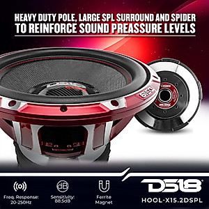 DS18 HOOL-X15.2DSPL Hooligan X 15 Inch SPL Car Audio Subwoofer 4000 Watts Rms 4" Dual Voice Coil 2-Ohm DVC 2+2 Ohm (1 Speaker)