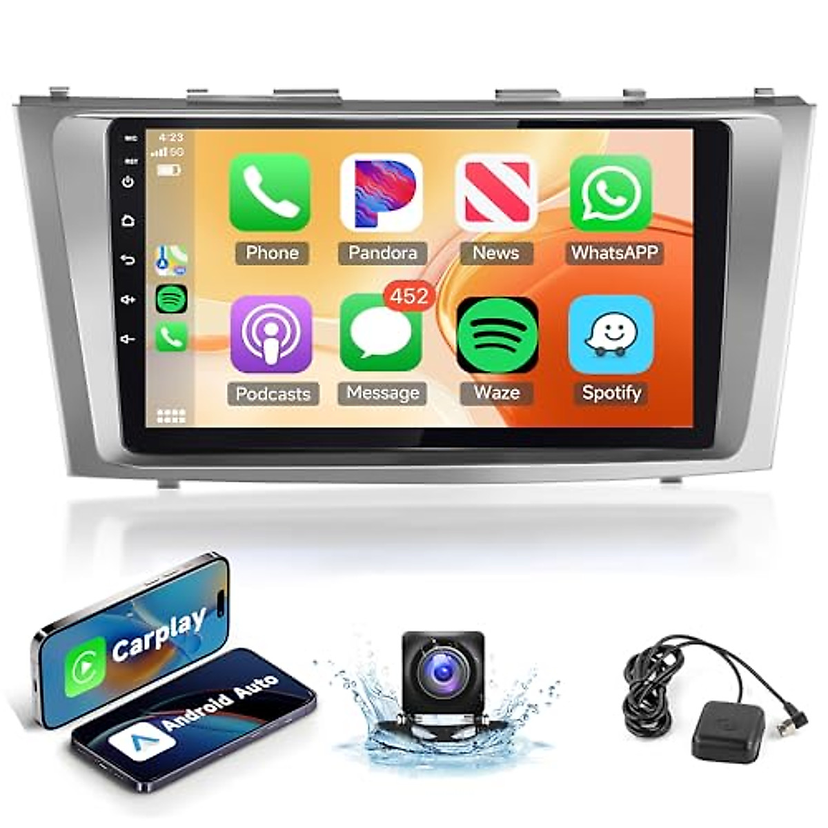 Android Car Stereo Radio for Toyota Camry 2006-2011 with Apple Carplay Android Auto, Rimoody 9 Inch Touch Screen GPS WiFi Mirror Link Bluetooth FM HiFi Backup Camera