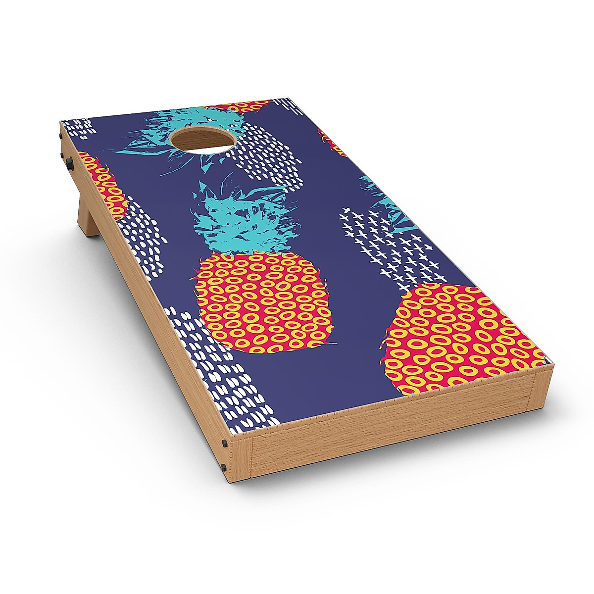 Design Skinz Summer Tropical Skin Set for Cornhole (Skin Only) - Retro Summer Pineapple v4