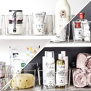 BINO l Plastic Storage Bins l THE HOLDER COLLECTION l 4-Pack, Medium Multi-Use Clear Containers for Organizing with Built-in Handles l Pantry Organization & Storage l Kitchen Organizer l Storage Bins