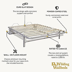 Wilding Wallbeds | Deluxe Murphy Frame | Vertical Wallbed, DIY Wood Frame, Folding Cabinet, Wall Bed for Guestroom Easy to Build, Bed Frame (Queen)