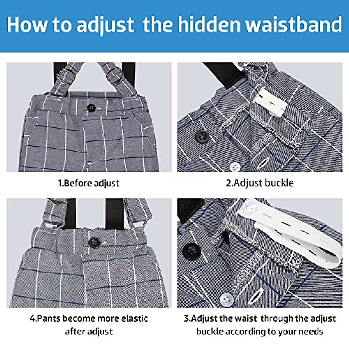 BIG ELEPHANT Gentleman Bowtie Suspenders Suits-Dress Clothes, Formal Wear for Infant Boys