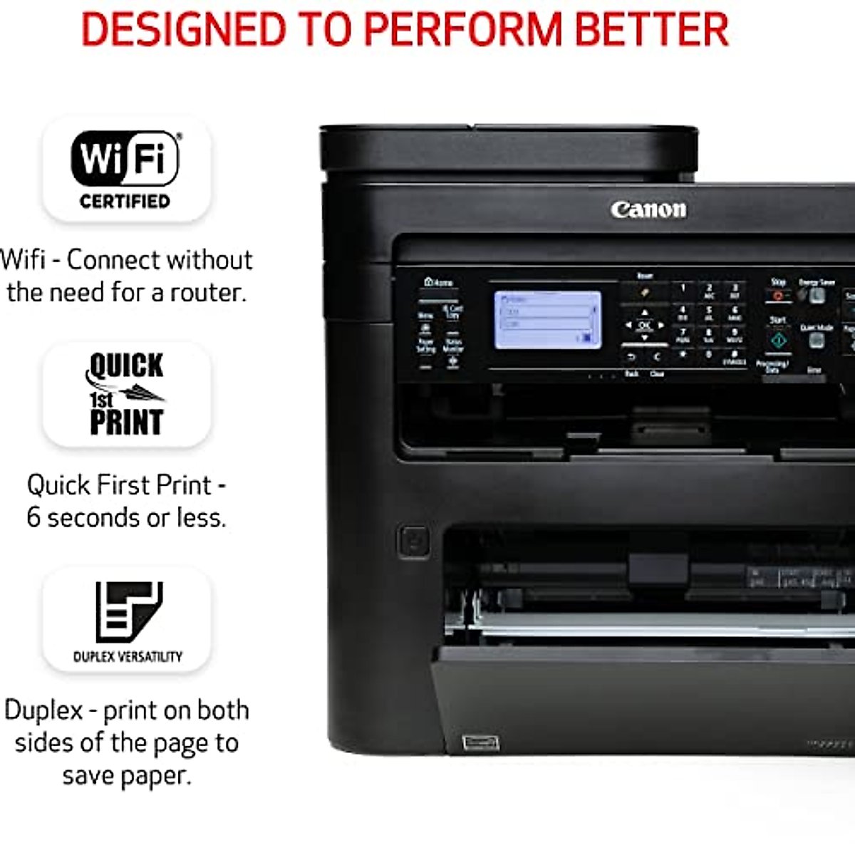 Canon imageCLASS MF264dw II All-in-One Wireless Monochrome Laser Printer, Black - Print Scan Copy - 5-Line LCD, 30 ppm, 600 x 600 dpi, 512MB Memory, Auto 2-Sided Printing, 35-Sheet ADF, Ethernet