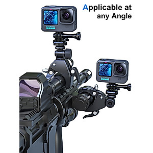 Kolasels Easy-Mounted Gun/Rod/Bow Camera Clamp Mount with 1/4 Thread for GoPro Hero 9/8/7/6/5/4/3+/3/2/1 Session Action Camera, Hunting Camera Accessory Fishing Pole Clamp