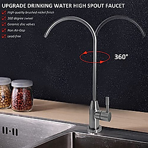 Upgrade Drinking Water Faucet, Lead-Free Kitchen Water Filter Faucet Bar Sink Faucet for Water Purifier Filter Filtration System, 1/4-inch Tube, Brushed Finish Stainless Steel by Lesica-RY