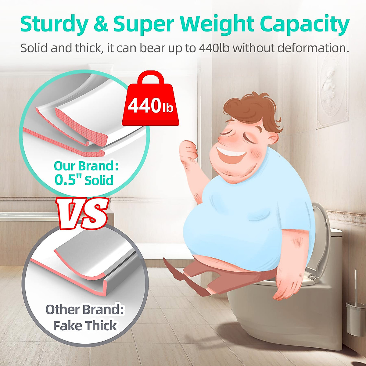 Elongated Toilet Seat with Built-in Potty Training Seat for Toddlers& Adults, Slow Close, Never Loosen, Heavy Duty, Ergonomic, Space Saving Toddler Toilet Seat(Elongated 18.5", Oval)