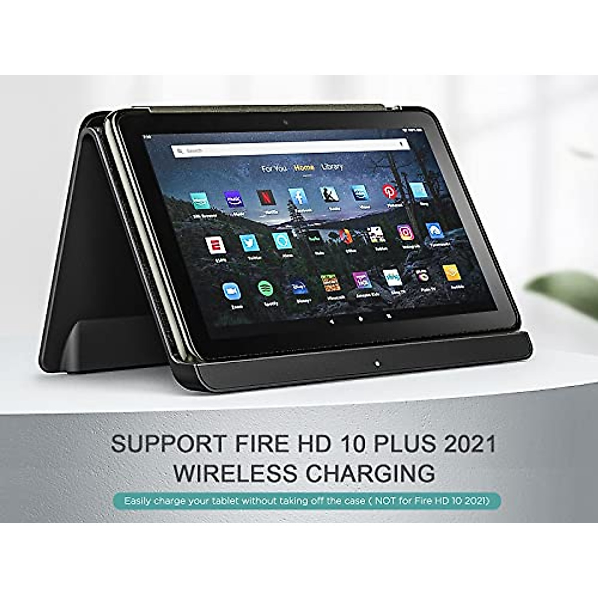 MoKo Case Fits All-New Kindle Fire HD 10 & 10 Plus Tablet (11th Generation, 2021 Release) 10.1" - Slim PU Leather Trifold Stand Cover Frosted Hard Back Shell with Auto Wake/Sleep, Indigo