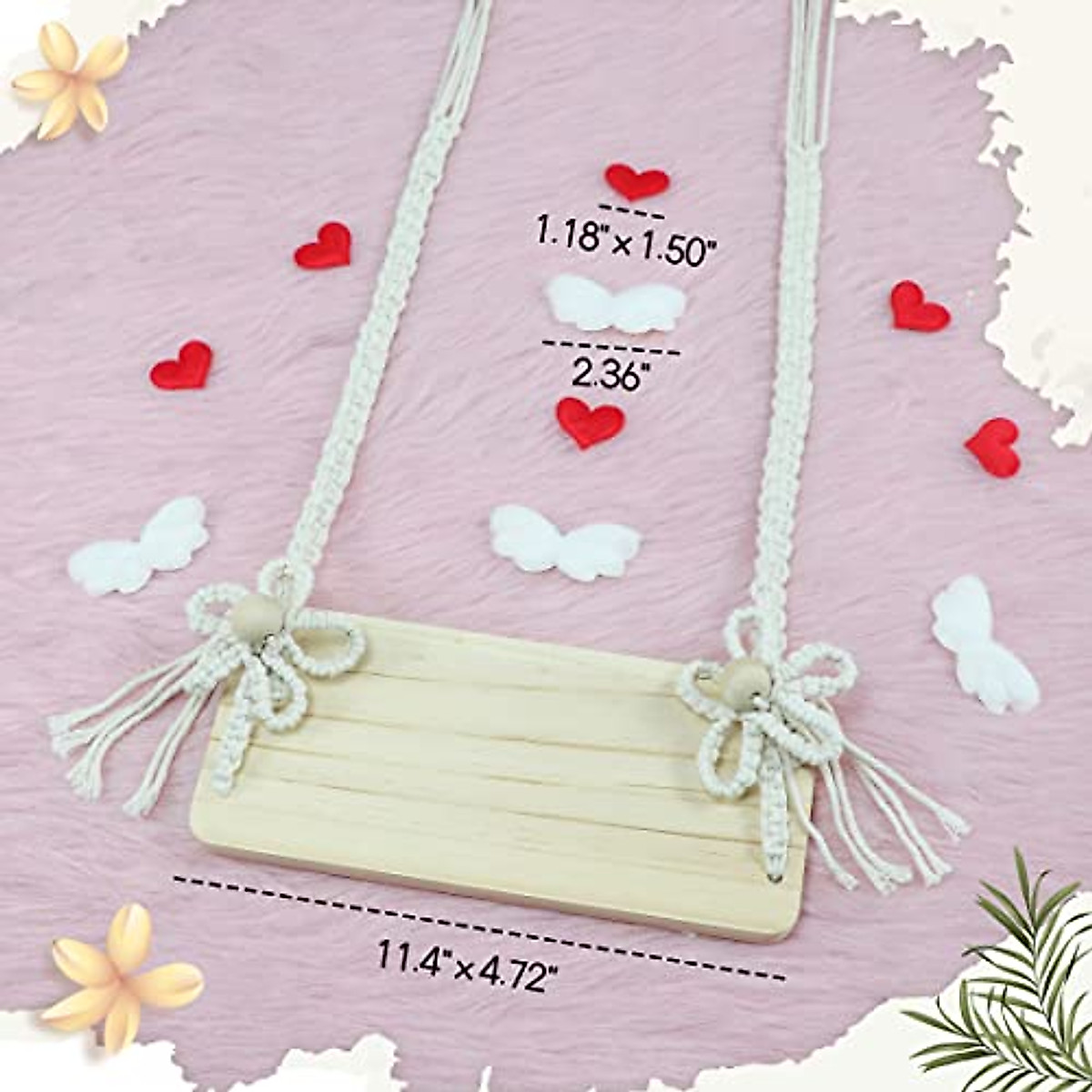 M&G House Newborn Photography Props Swing Prop Wooden Swing Seats Baby Photo Props Wooden Prop Swing Baby Photoshoot Props Newborn Photography Accessory(Wood Color, 4 Wings 6 Red Hearts)