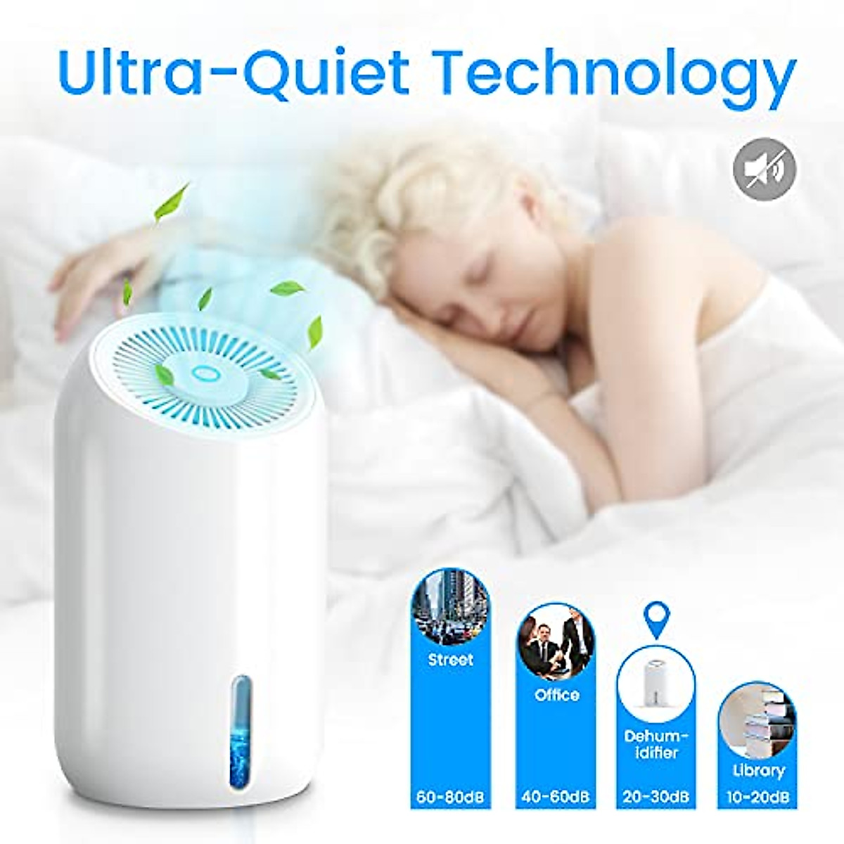 Dehumidifier - 31oz(900ml) 【40dB Ultra Quiet】 Small Dehumidifiers Up to 215 Sq ft with 【Overflow Protection】, 【Portable Mini Dehumidifiers】 for Home Bedroom Bathroom Basement Closet RV