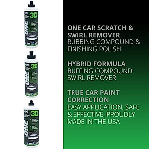 3D One Car Scratch & Swirl Remover - Rubbing Compound & Finishing Polish - Buffing Compound Swirl Remover - True Car Paint Correction 8oz.