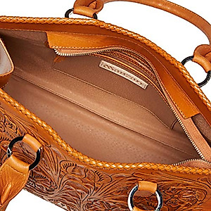 Mauzari Tooled Leather Shoulder Bag Tote for Women (Honey, Large)
