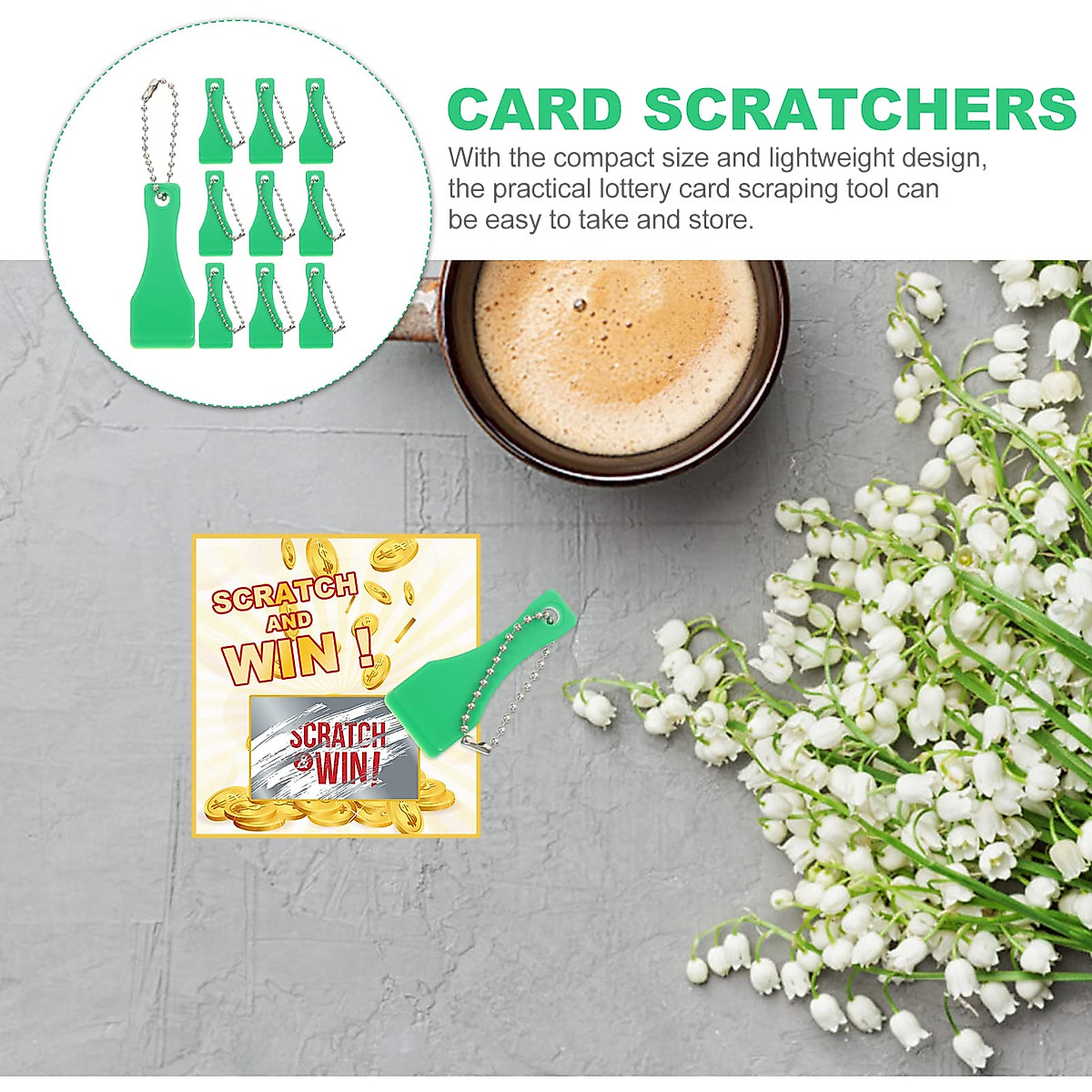 MILISTEN 10Pcs Scraper Tool Keychain for Lottery, Plastic Scraper Tool, Multi-Purpose Scraper Non-Scratch Cleaning Tool, Sticker/Label Remover Tool, Scoop Shape Key Ring Scratcher