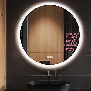 2x Bathroom Decal,Vinyl Mirror Decal,Positive Affirmation Decal,Bedroom Wall Decals,Affirmation Stickers for Mirror, for Kids, for women, Bathroom Decal,Vanity Mirror Decal (pink)