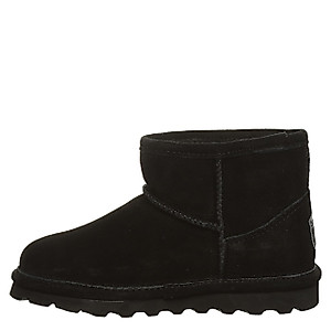 BEARPAW Alyssa Youth Black Size 2 | Youth 's Ankle Boot | Youth 's Slip On Boot | Comfortable Winter Boot