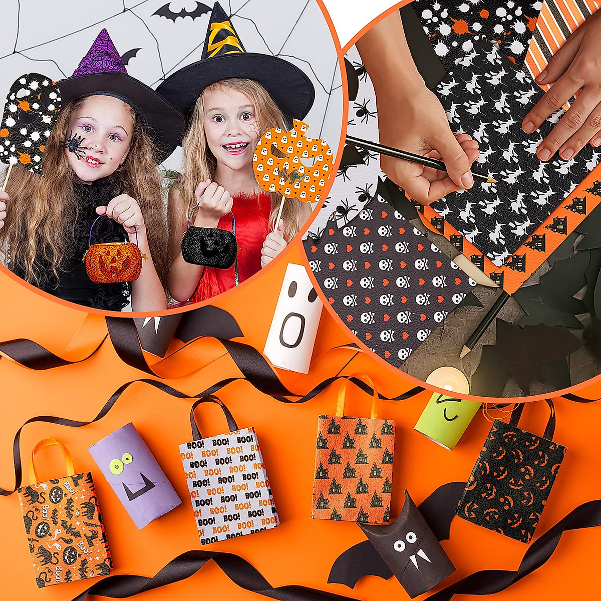 15 Pieces Halloween Leather Sheet Glitter Synthetic Leather Sheet Autumn Faux Leather Sheet Plant Leather Fabric Sheet for DIY Crafts Decoration Supplies (Classic Style)