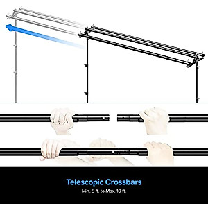 LimoStudio 10 x 9.6 feet Backdrop Stand with Triple Crossbar Background Support System, Easy Length Adjustment, Spring Clamps, Photography Video Event Occasion, AGG3159