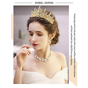 TOBATOBA Rhinestone Gold Crown for Women Gold Tiara Birthday Queen Crown Wedding Tiara for Women Crystal Tiaras and Crowns Royal Princess Quinceanera Headpiece for Prom Pageant Bride Halloween Cosplay