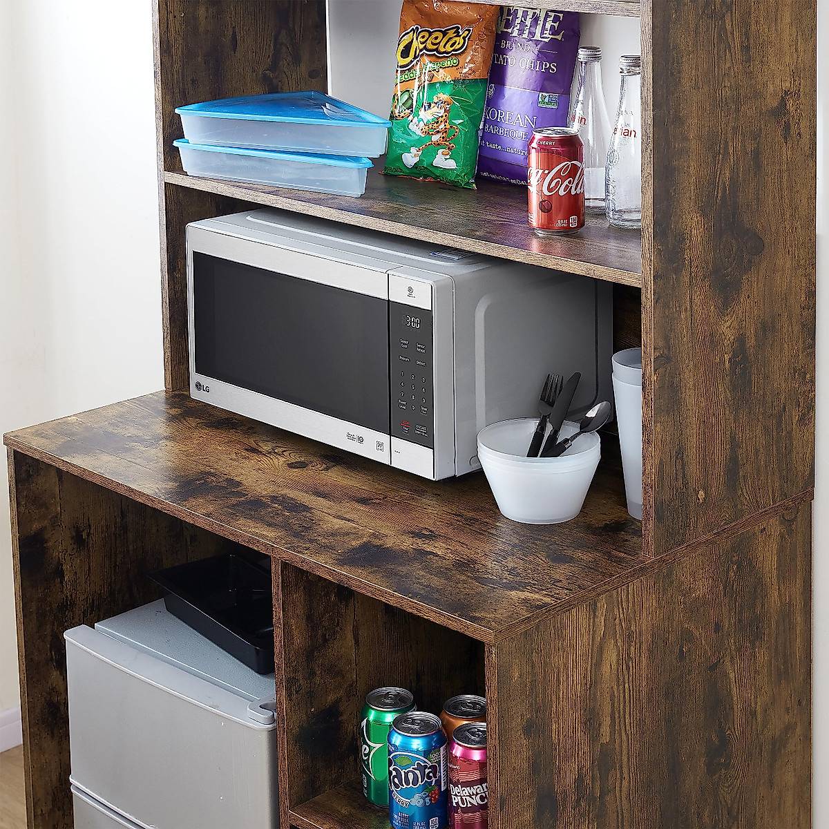 Yak About It® Mini Fridge Dorm Station with Top Shelf - Dark Wood