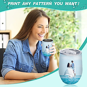 YOUKE OLA 18 Pack Sublimation Wine Tumblers Blanks Straight Stainless Steel Insulated Mug for Full Wrap Heat Transfer with Spill-Proof Sliding Lid for Coffee Cocktails Drinks 12oz