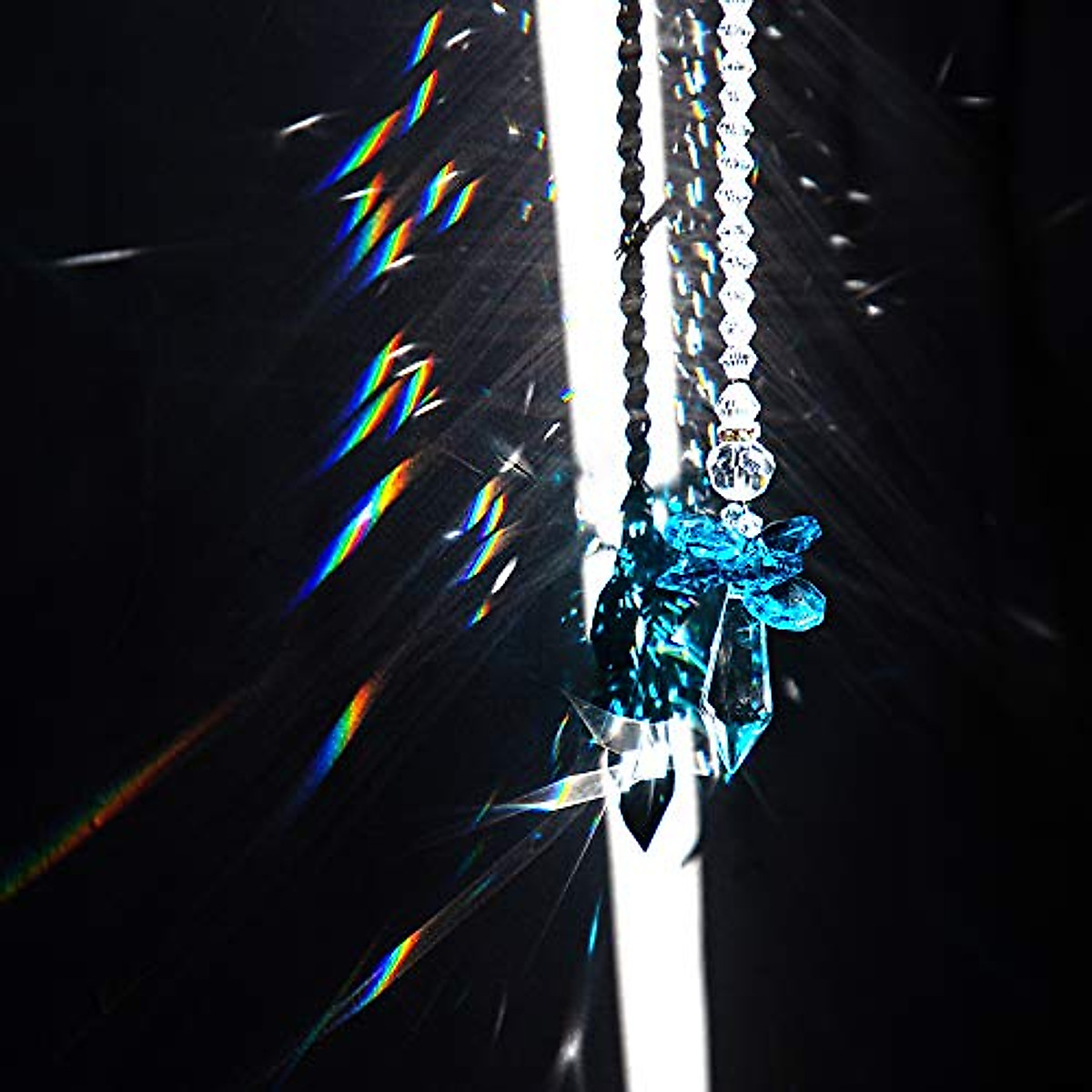 Rainbow Guardian Angel Crystal Suncatcher as Home/Car Decoration & Porch Decor & Hangings Crystal Glass Ornament (Blue)