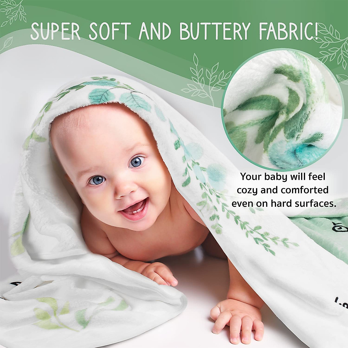 two little dinos Baby Monthly Milestone Blanket for Boy or Girl - Unisex Gender Neutral Age Blanket Growth Chart by Weeks or Months with Markers - Newborn Milestone Photography - First Year 0 to 12