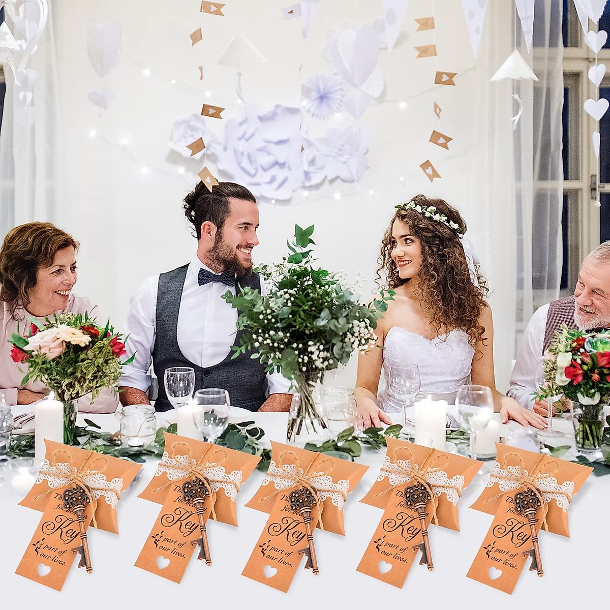 100 pieces retro Hollowed out skeleton Key Bottle opener Wedding gift wedding party return gift to guests