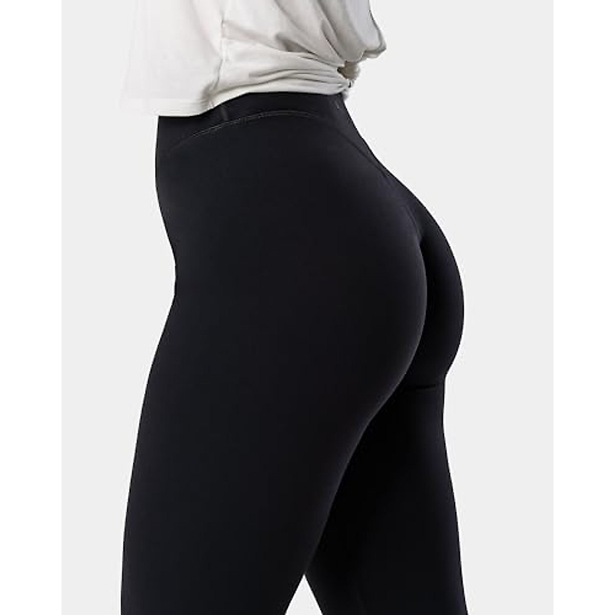 Kamo Fitness Serenity 25" No Front Seam 7/8 Leggings High Waisted Yoga Pants for Women, Soft Workout Pants Compression Leggings with Tummy Control (Black, S)