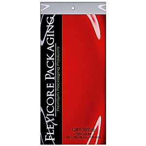 Flexicore Packaging Red Gift Wrap Tissue Paper Size: 15 Inch X 20 Inch | Count: 100 Sheets | Color: Red