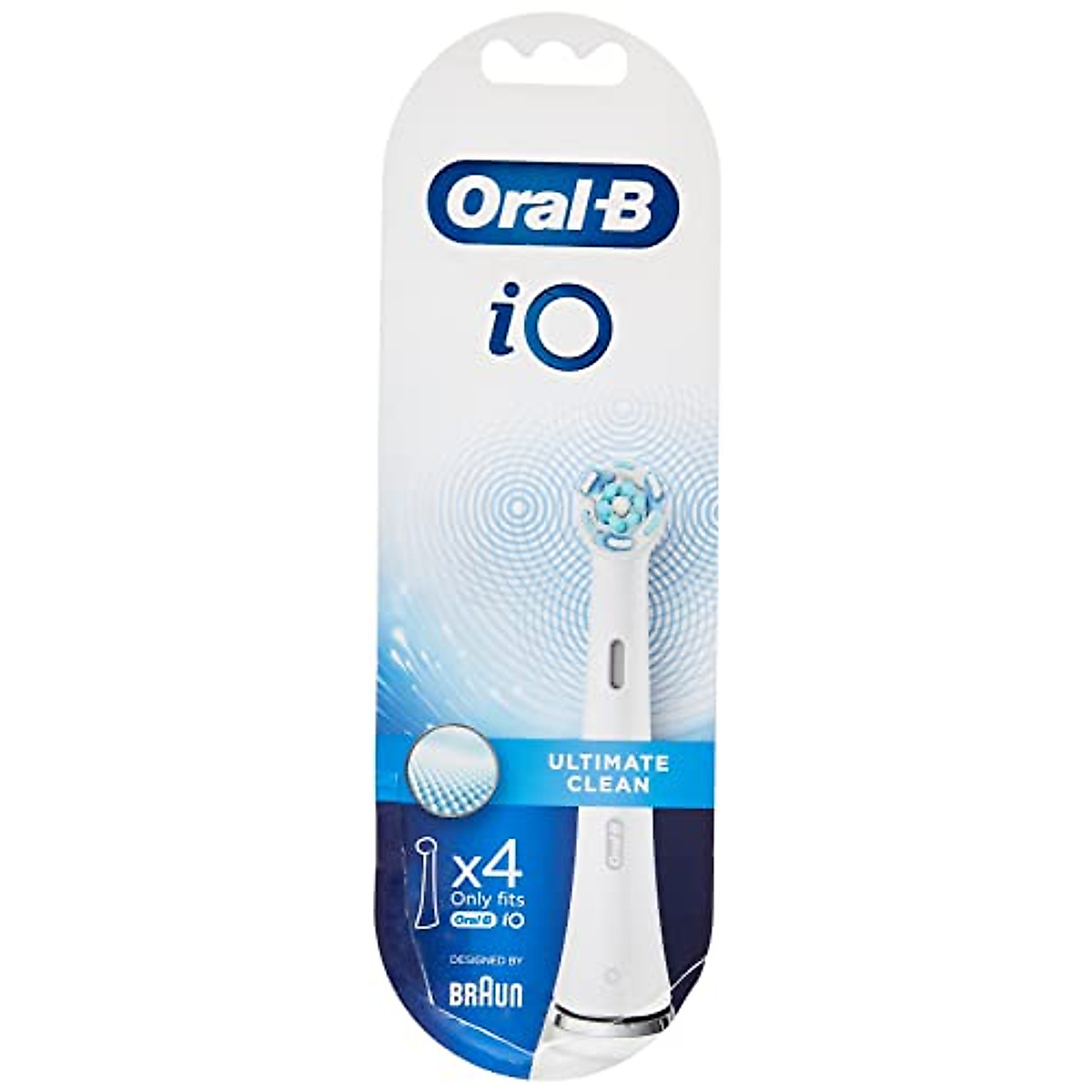 Oral-B iO Ultimate Clean Electric Toothbrush Head, Twisted & Angled Bristles for Deeper Plaque Removal, Pack of 4, White