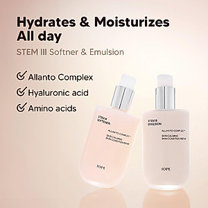 IOPE STEM III Skin Care Gift Set - Korean Timeless Skincare for Daily Uses, Intense Anti-Aging Face Toner & Lotion & Serum with Hyaluronic Acid, Kit for Hydration & Moisture Barrier Strength