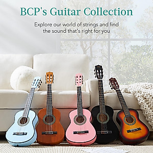 Best Choice Products 30in Kids Acoustic Guitar, All-in-One Beginner Starter Kit w/Strap, Case, Extra Strings, Rosette Inlay - Redburst