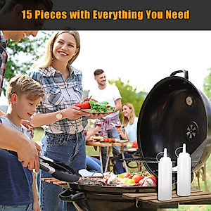 Griddle Accessories,15 Pcs Flat Top Grill Accessories kit for Blackstone and Camp,Stainless Steel BBQ Accessories with Spatula, Basting Cover,Tongs,Egg Mold & Carry Bag for Outdoor BBQ Teppanyaki