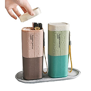 2 Pcs Toothbrush and Toothpaste Travel Case Portable Toothbrush Holders Denture Brush Case Toothpaste Storage Box for Travel Camping Business Assorted Color