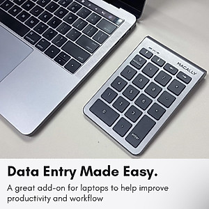 Macally 22 Keys Bluetooth Wireless Number Pad for Laptop and Desktop -10 Key Bluetooth Numeric Keypad with Arrow Keys for Easy Data Entry - Number Keypad for MacBook Pro Air, iMac, Apple, iPhone, iPad