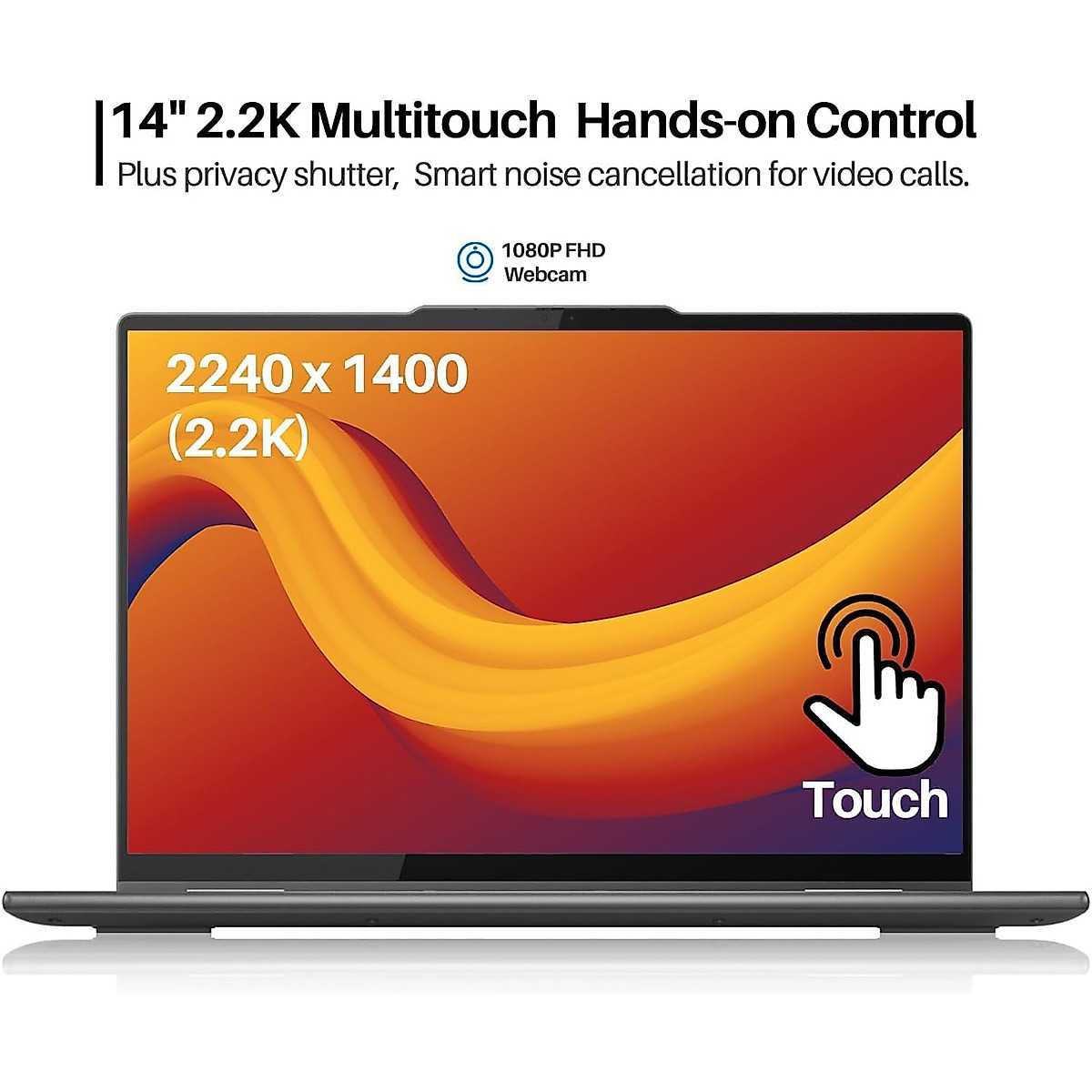Lenovo 2023 Newest Yoga 7i 2-in-1 Laptop, 14" 2.2K IPS Touchscreen, Intel Core i7-1355U(10 core), 16GB RAM, 1TB SSD, Intel Iris Xe Graphics, Backlit Keyboard, Wi-Fi 6E, Windows 11 Home, Storm Grey