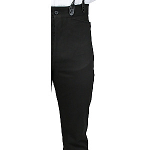 Historical Emporium Men's High Waist 100% Brushed Cotton Trousers 36 Black