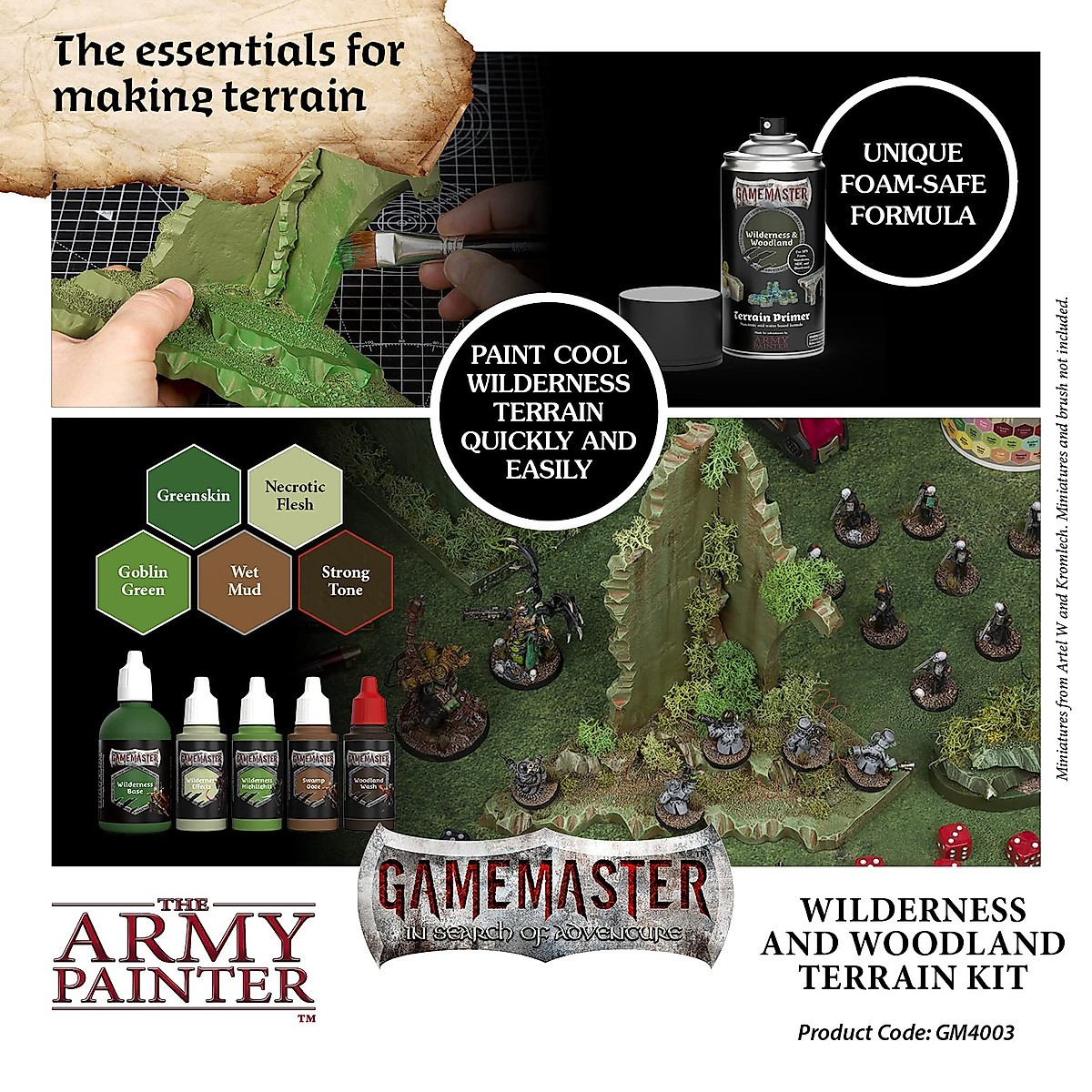 The Army Painter Dungeons and Dragons Starter Terrain Paint Set with 5 Terrain Paint, 1 Spray, Basing Materials Gamemaster (Wilderness & Woodland Terrain Paint Starter Set)