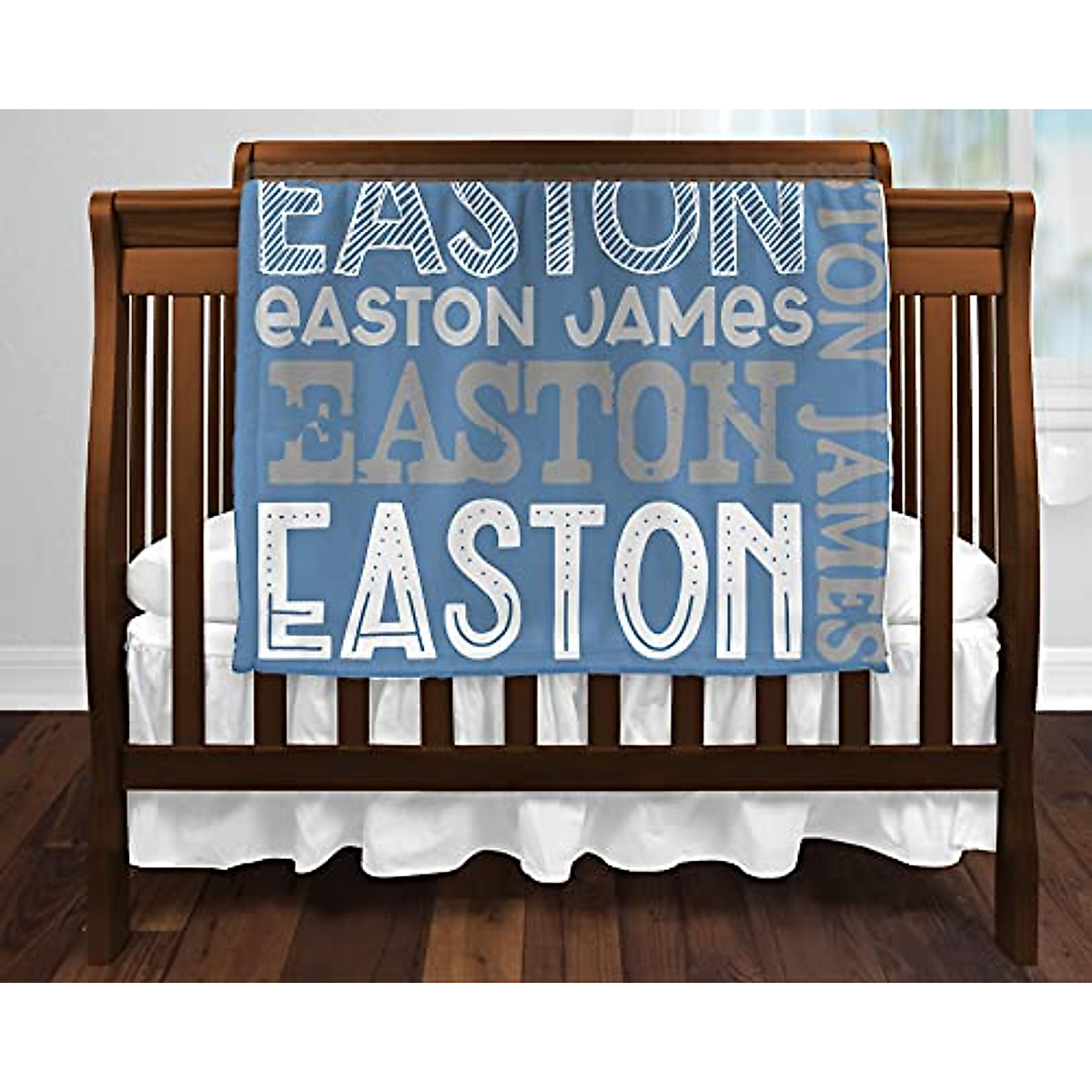 Monogram Junkie Personalized Baby Blanket for Boys with Name | Boy Custom Baby Blanket | Baby Boy Name Blanket | Blue