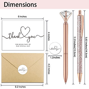 Thank You Cards with Envelopes and Matching Stickers, Wedding Thank You Card Bulk Pack of 40, 4x6 Inch Minimalistic Design Thank You Cards for Wedding, Business, Baby Shower, Bridal Shower (40 Pcs