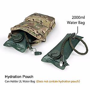Tactical MOLLE Hydration Pack for 2L Hydration Water Bladder Hydration Bag for Tactical Backpack 500D Nylon (Multi-camo)
