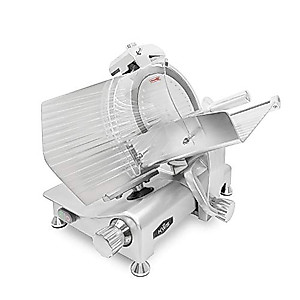 KWS MS-12ES Metal Collection Commercial 420W Electric Meat Slicer 12-Inch with 304 Stainless Steel Blade & Extended Back Space, Frozen Meat/Cheese/Food Slicer Low Noises [ ETL, NSF Certified ]