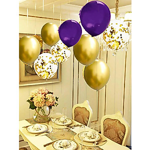 Graduation Decorations Purple Gold 2024/Purple Gold Balloons/Purple Graduation Party Decorations VIKINGS NYU LSU/Birthday Party Decorations for Women Purple Gold/Eid Mubarak Decorations