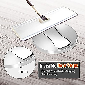 Magnetic Door Stoppers, Door Stopper Magnetic Door Stops Adjustable Invisible Floor Mount Door Stop Stainless Steel Magnetic Door Catch Holder Heavy Duty Metal Doorstop 2 Pack Silver