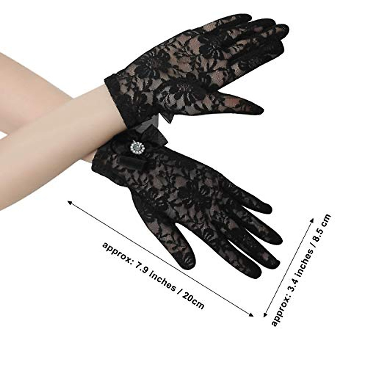 BABEYOND Floral Lace Gloves 1920s Flapper for Wedding Opera Party Lace Gloves Stretchy Adult Size