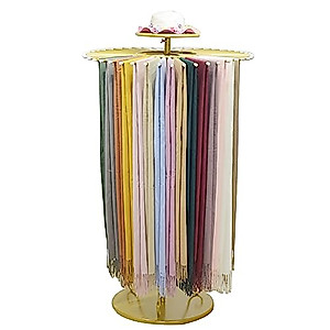 Freestanding Scarf Rack with 30 Rods, Pivoting Round Scarf Display Stand, Height Adjustable Scarf Holder Organizer, Scarf Hanging Rack for Boutique Clothing Store Home
