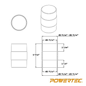 POWERTEC 70123 4-Inch Dust Hose Connector w/Quick Connect Splice Adapter, ABS Plastic, 1PK